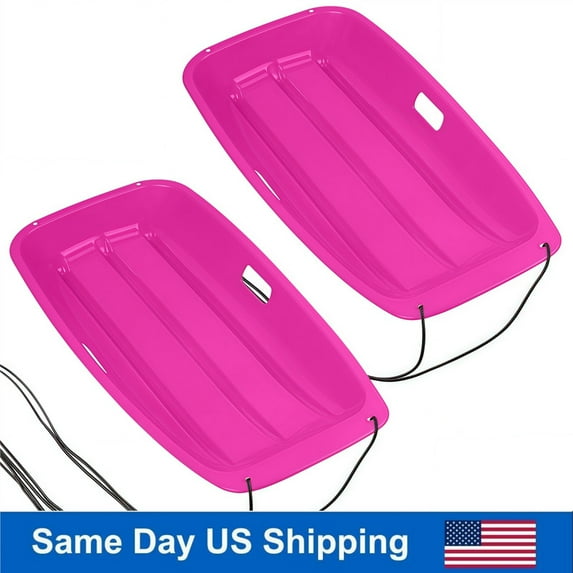 Double Pink Ice Sleds with Sleek Design, 2-Pack 36 Inch Smooth Bottom ...