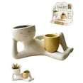 Double Plant Pot with a Funny Twist, Cute Reclining Figure Double ...