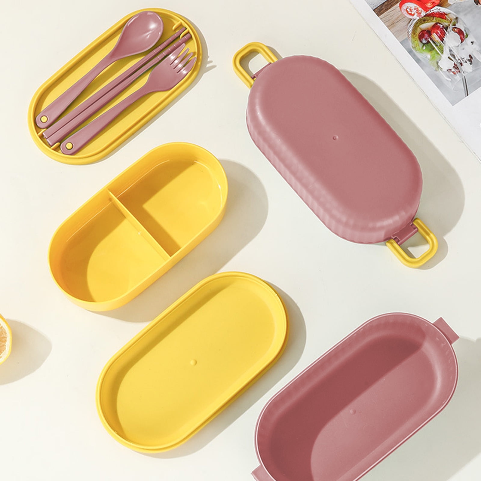 Double Plastic Lunch Containers, Stackable Food Storage, Bento Style ...