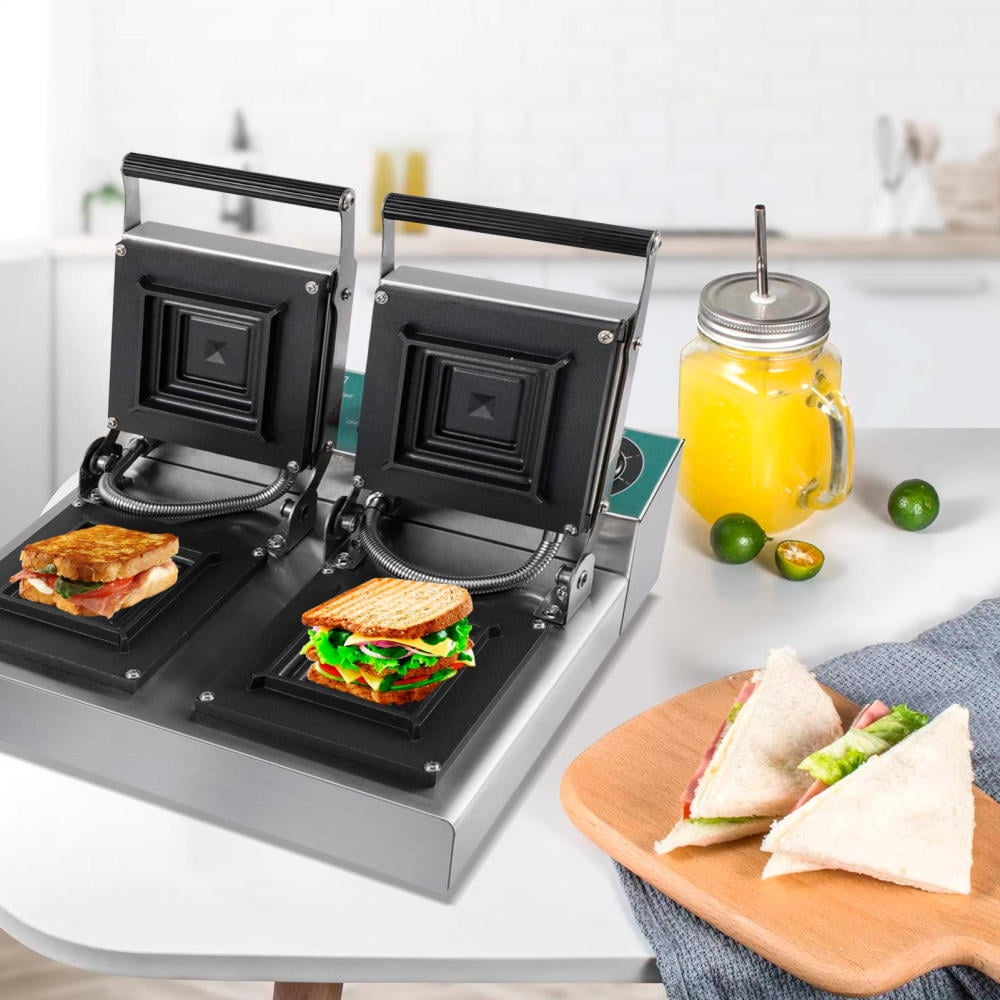 Double Plated Panini Maker, 2000W Stainless Steel Design with Indicator ...