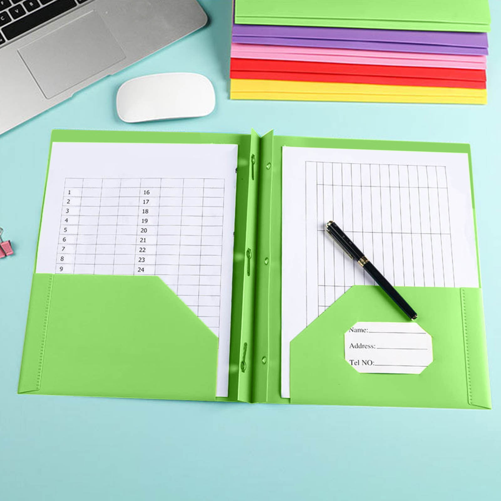 Double Pockets File Folder, Plastic Folder with Business Card Slot and ...