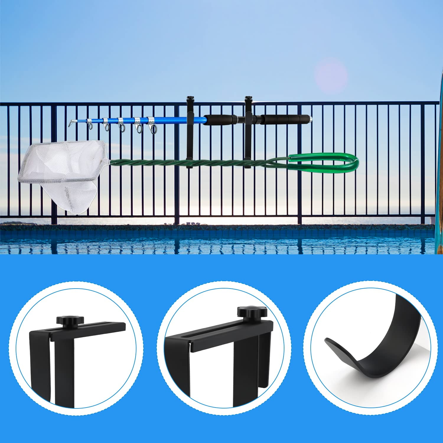 Double Pool Pole Hooks for Hanging, Adjustable Thickened Panel ...