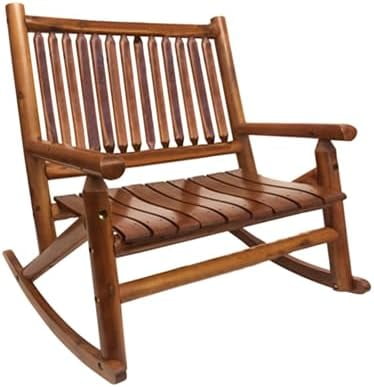 Double Porch Rocking Chair with Curved Seat Slats, Wide Seat, and ...