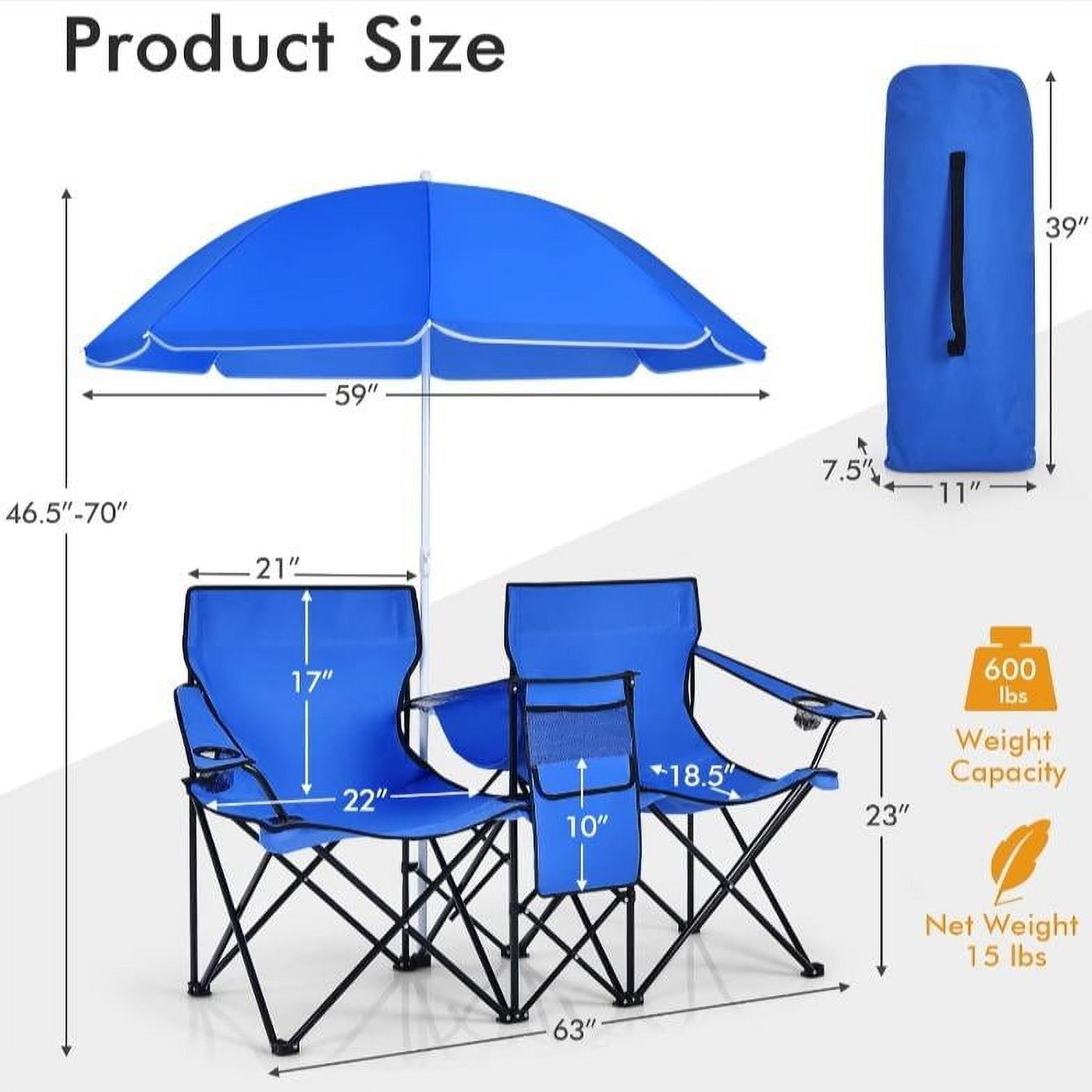 Double Portable Picnic Chair, Folding Camping Chair with Removable ...