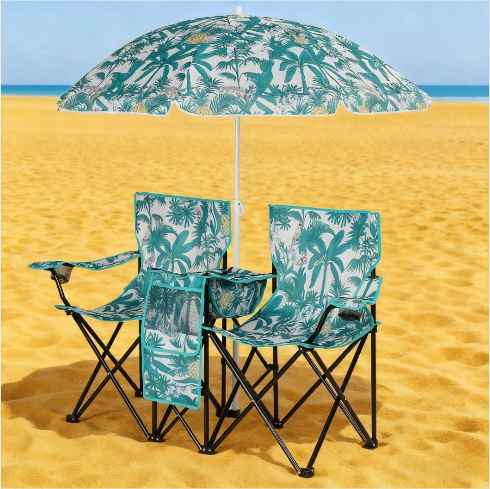 Double Portable Picnic Chairs , Portable 2 Seat Folding Camp Chair with ...