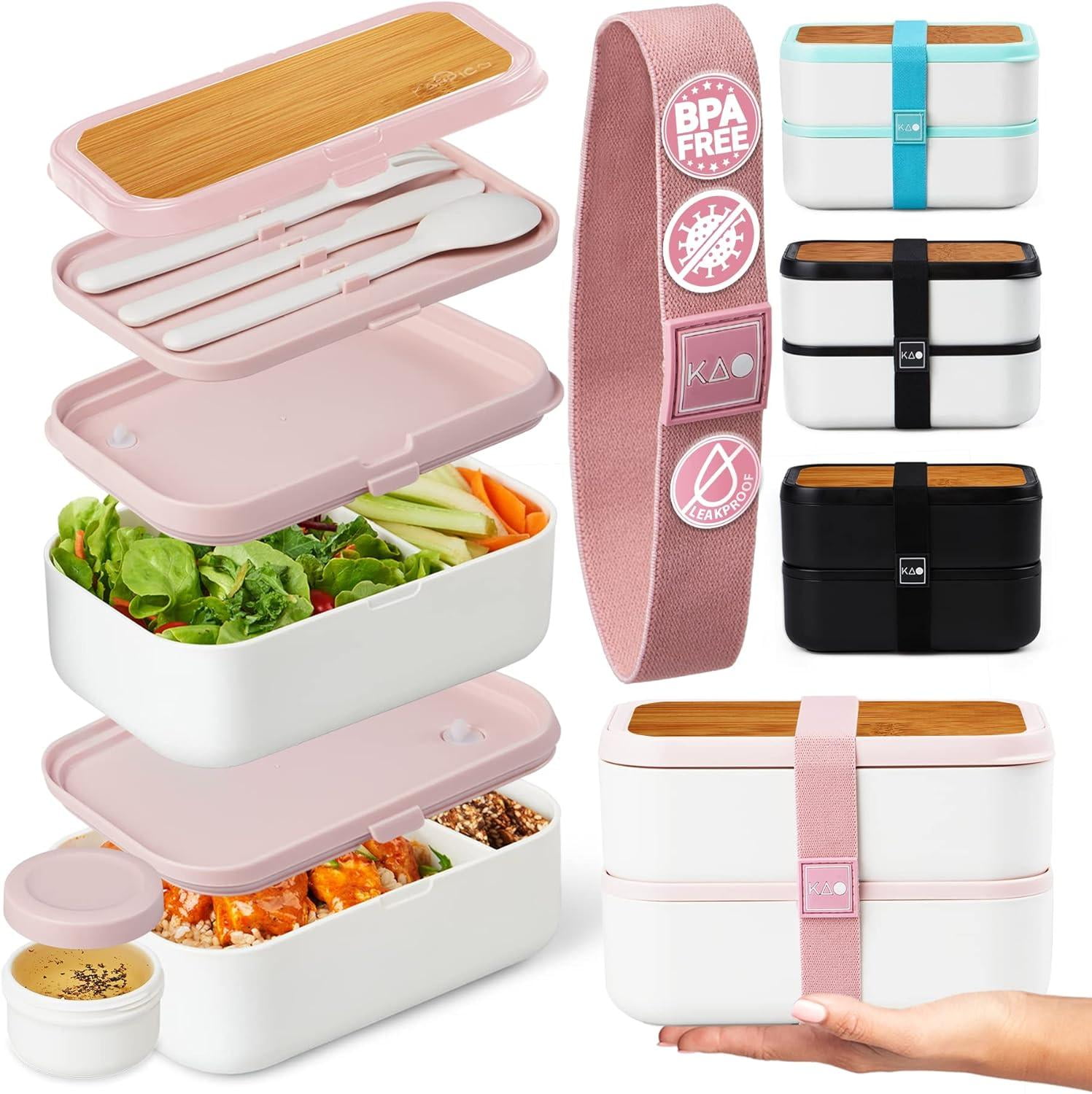 Double Premium Bento Box Adult, 67 fl oz BPA-Free - Dusty Pink ...