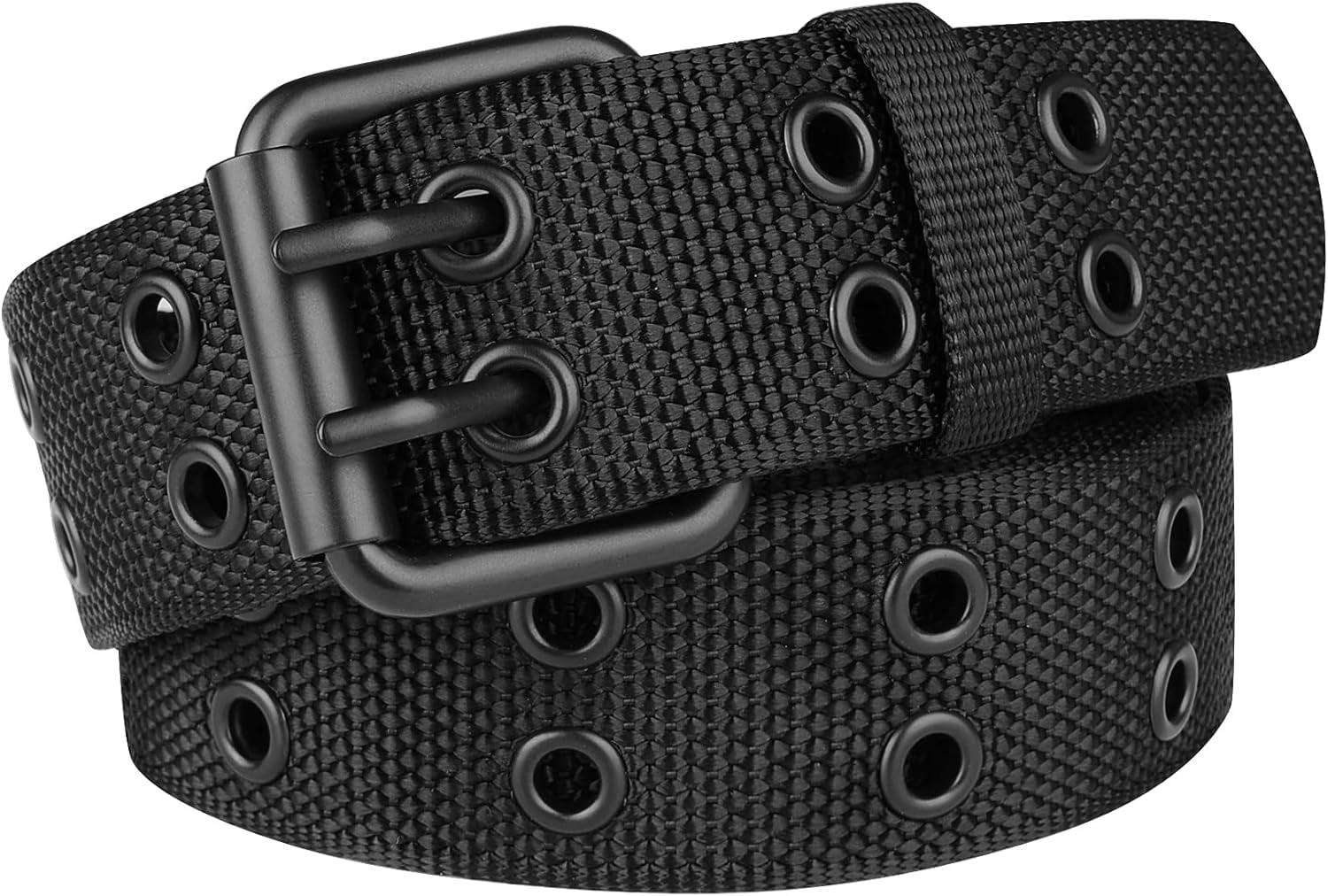 Double Prong Belt Plus Size 39 to 71'' Black Grommet Nylon Belts for ...