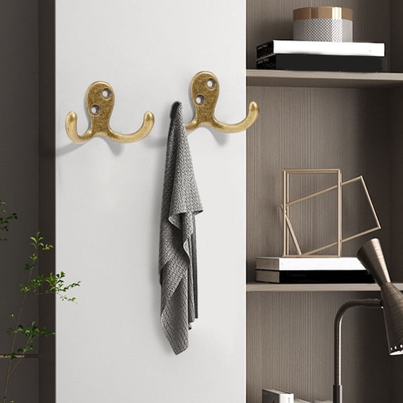 Double Prong Coat Hooks Wall Mounted With Screws, Black Hooks For ...