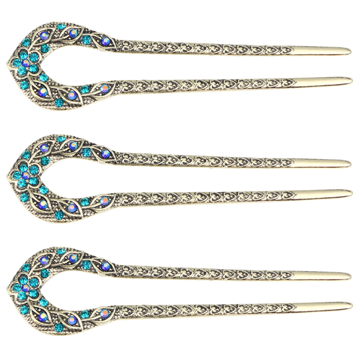 Double Prong Hairpin Hairstyle Accessory Safety Clips Blue Fork Shape ...