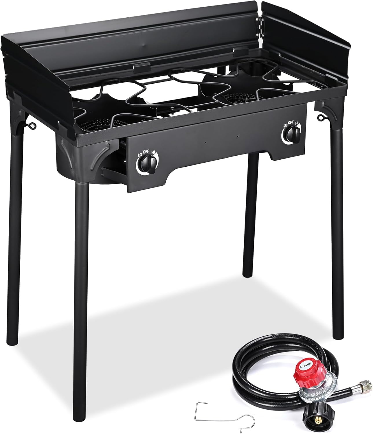 Double Propane Camping Stove Gas 2 Wok Station Stir Fry Burner Portable Turkey Fryer 150,000 BTU ...