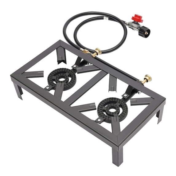 Double Propane Gas Burner Stove Camping BBQ Cooker Cooking With ...