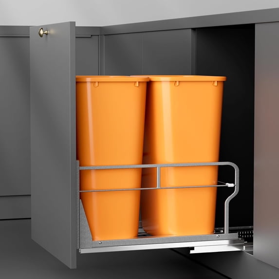 Double Pull-Out Trash Can Kit for Under-Cabinet Installation with Soft ...