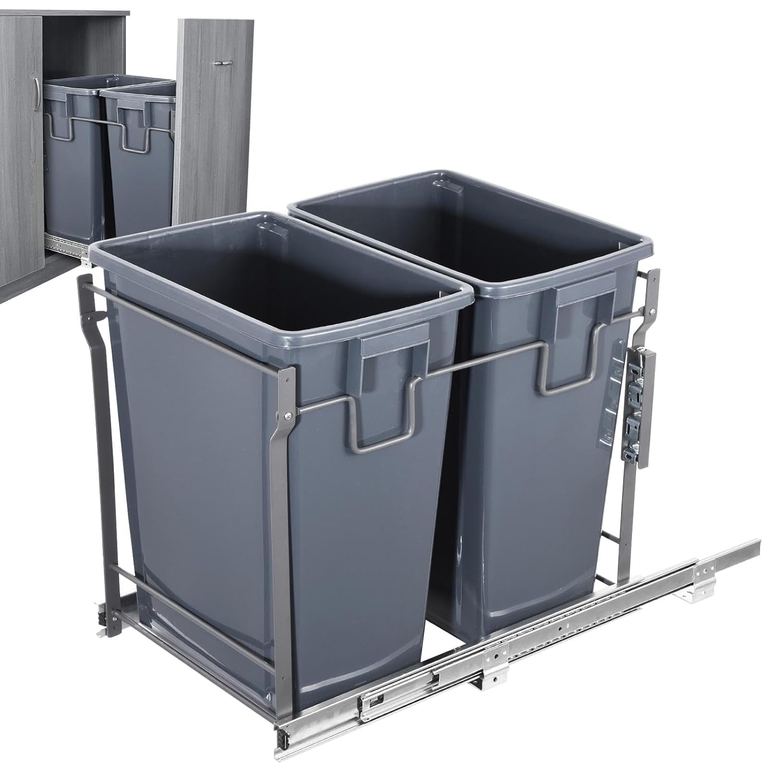 Double Pullout Trash Can - Cabinet Trash Can Pull Out | Built-in ...