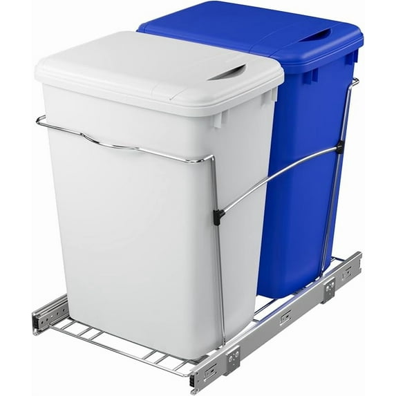 Double Pullout Trash Can for Kitchen Cabinets 35 Qt Garbage Recycling ...