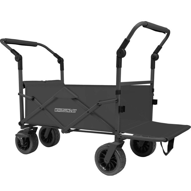 Double Push Bar Wagon with Tailgate and All-terrian Wheel for Picnic ...