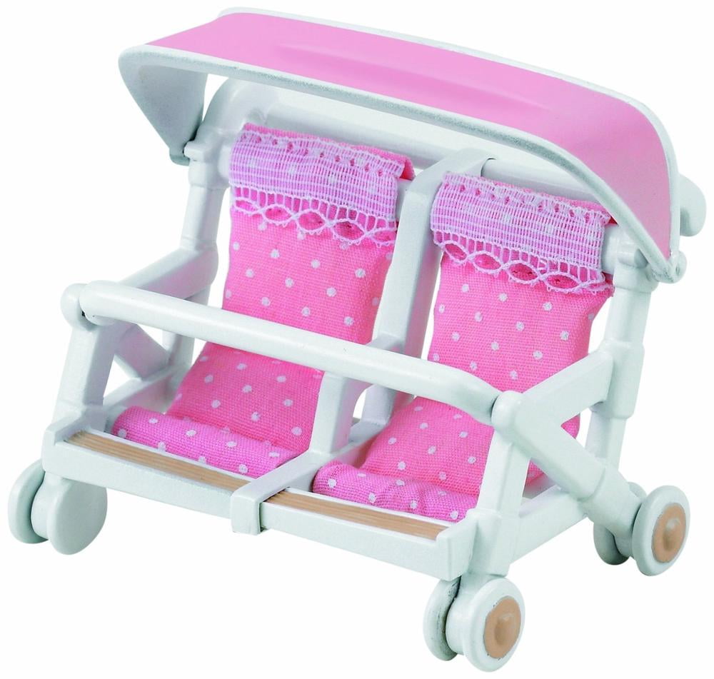 Sylvanian Families Double Pushchair Doll Strollers Pink - Walmart.com