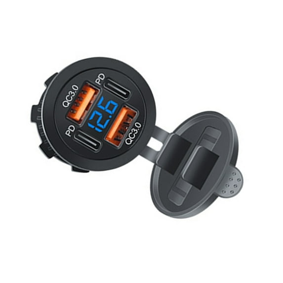Double QC3.0+Double PD Type-C Outlet USB Power Outlet Car Charging ...