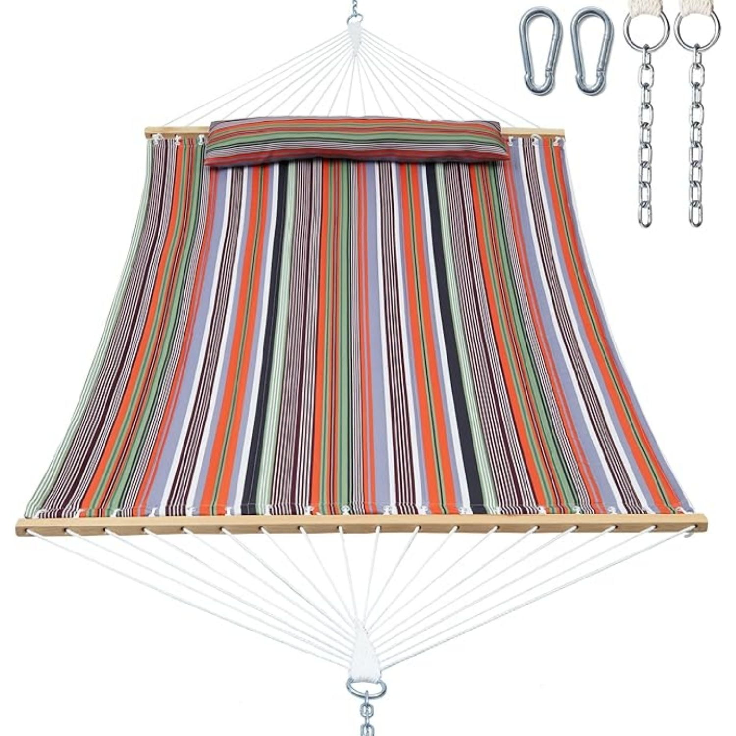 Double Quilted Fabric Hammock with Spreader Bar, Fit 12-14ft Hammock ...