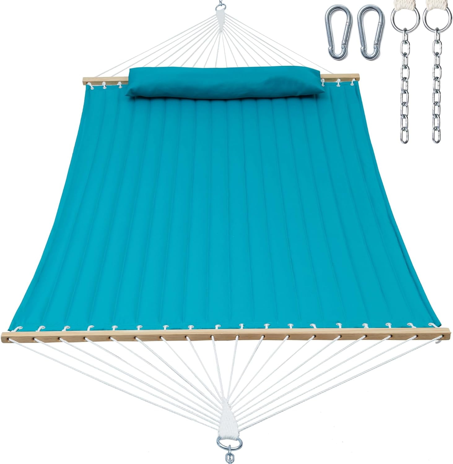 Double Quilted Fabric Hammock with Spreader Bar, Fits 12-14ft Hammock ...