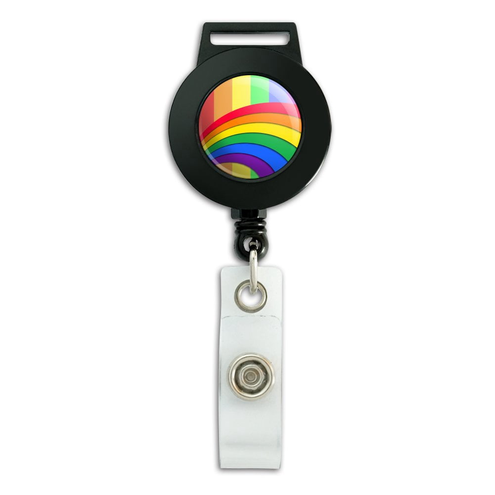 Double Rainbow Pride Arc Lanyard Retractable Reel Badge ID Card Holder ...