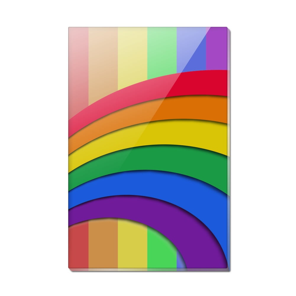 Double Rainbow Pride Arc Rectangle Acrylic Fridge Refrigerator Magnet ...