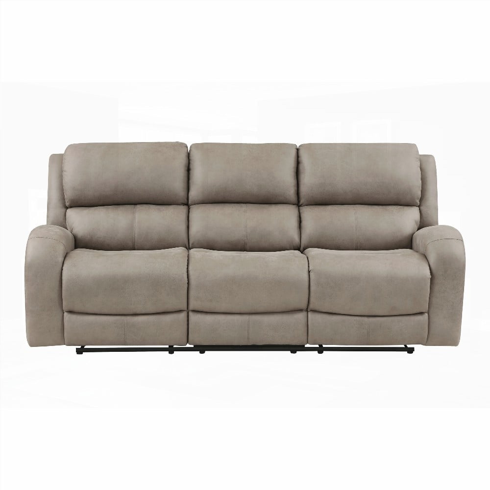 Double Reclining Brown Plush Sofa with Solid Wood & Plywood ...
