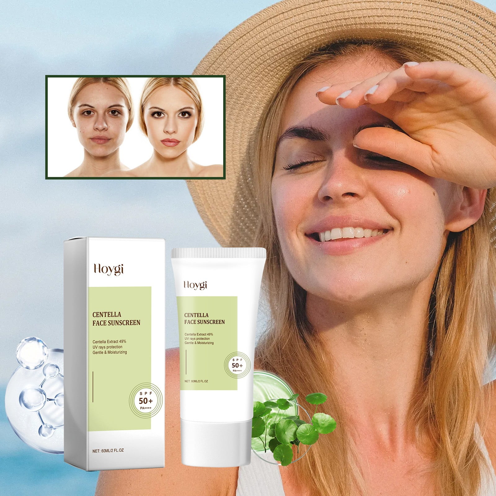 Double Repair Face Moisturizer Sunscreen Water Based Sunscreen Skin Moisturizing Sunscreen