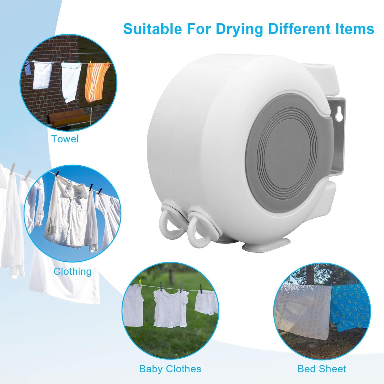 Double Retractable Washing Lines, Heavy Duty Clothes Line Retractable ...
