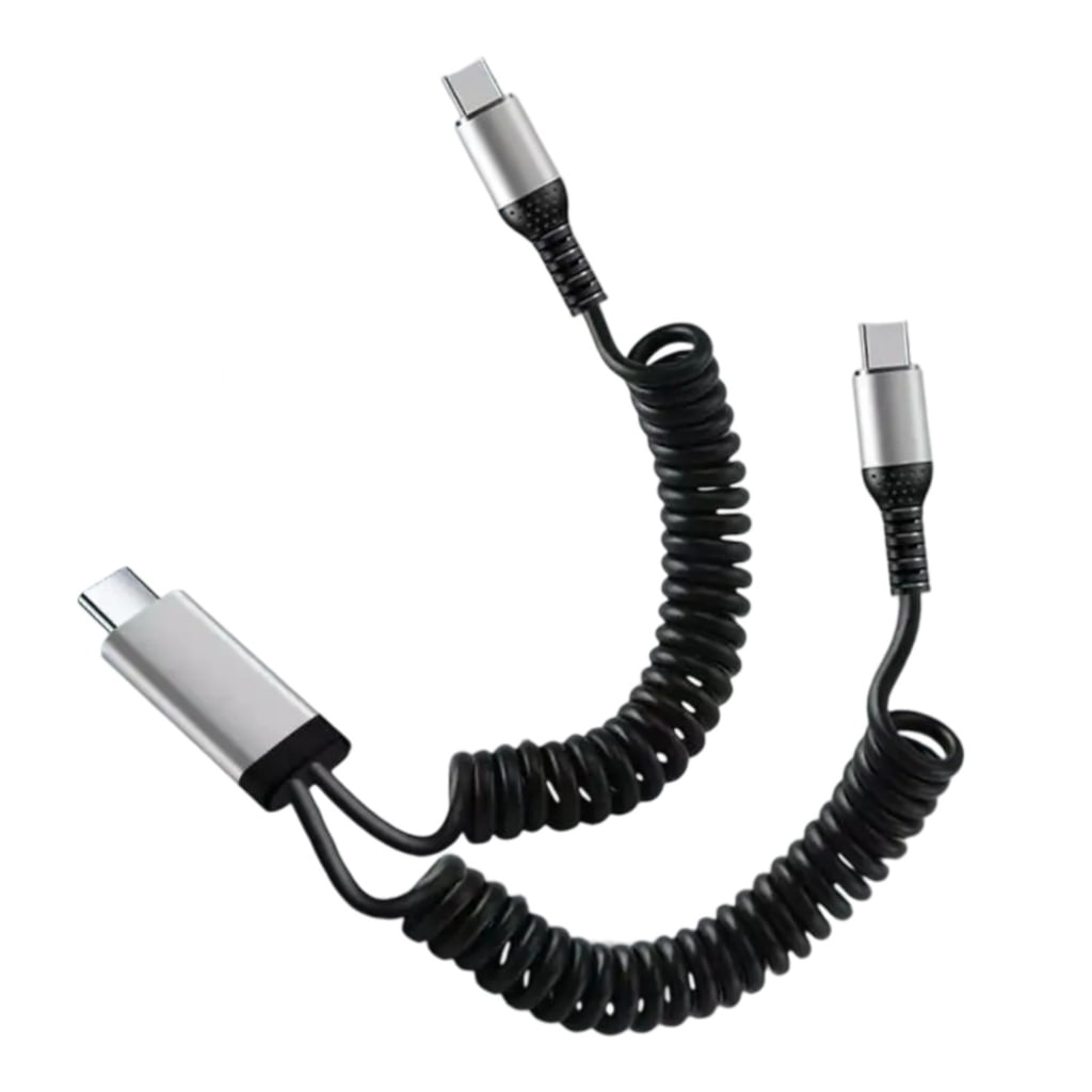 Double Retractables Spring Charging Cable USB A & Type C Cable for USB ...