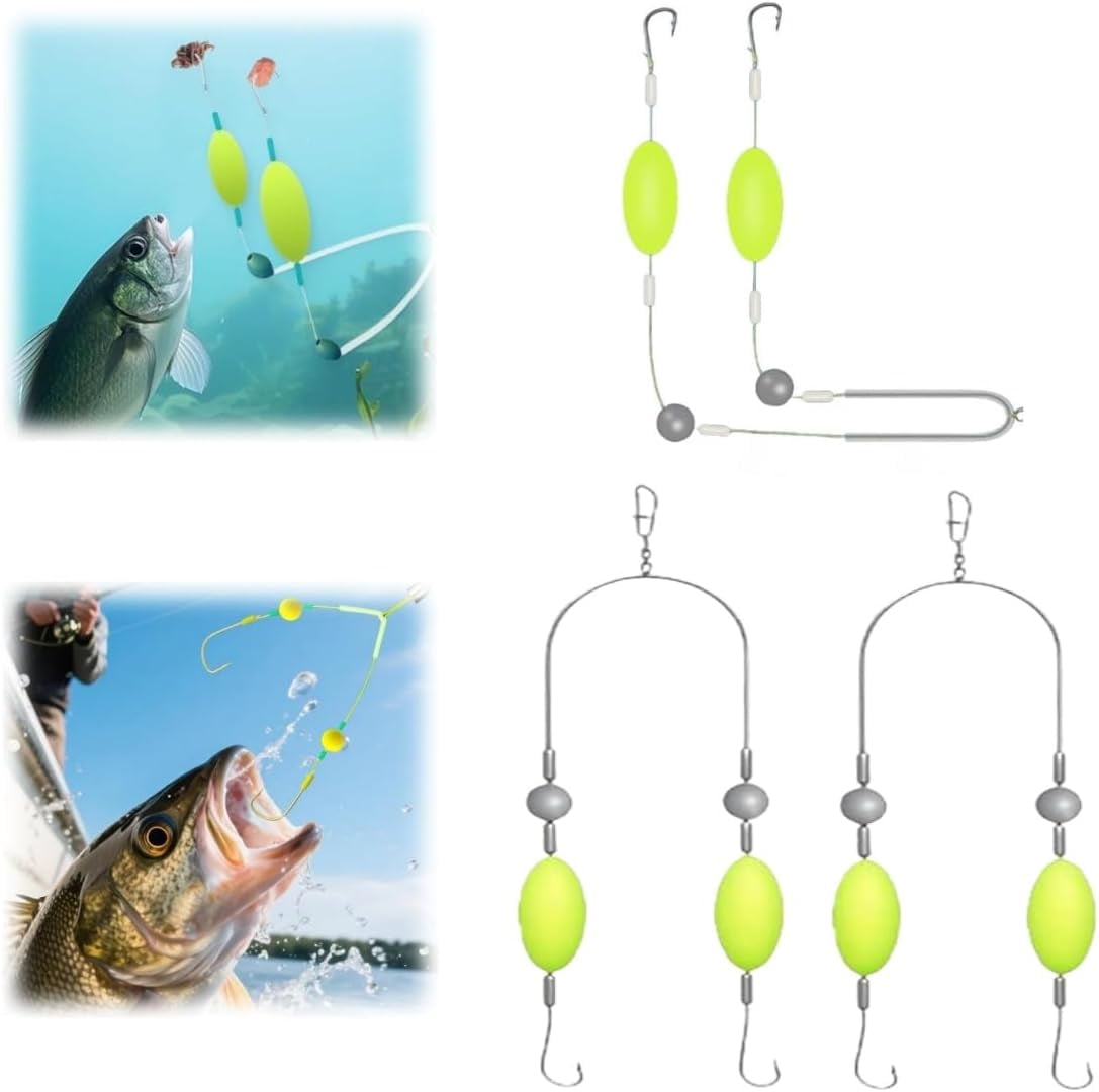 Double Reverse Fishing Hook Set,Double-Hook Reverse Bottom Rig,Anti ...