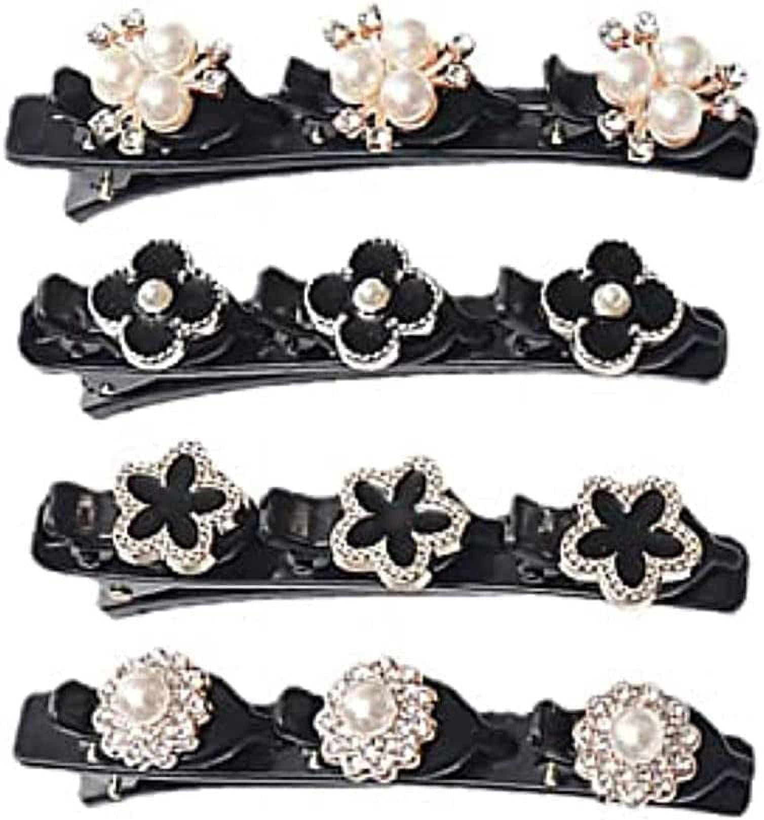 Double Rhinestone Bangs Hair Clips, Satin Fabric Hair Bands, Women's ...