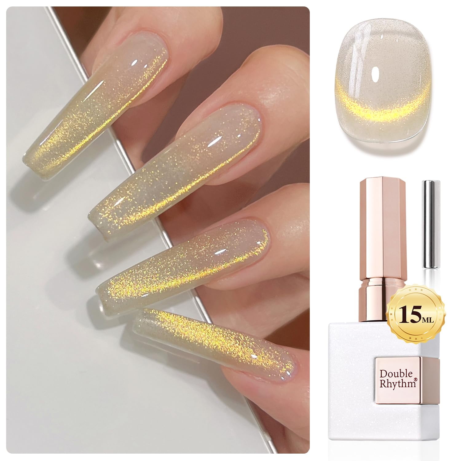 Double Rhythm Jelly Glass ESF27 Cat Eye Gel Polish with Magnet 15ML ...
