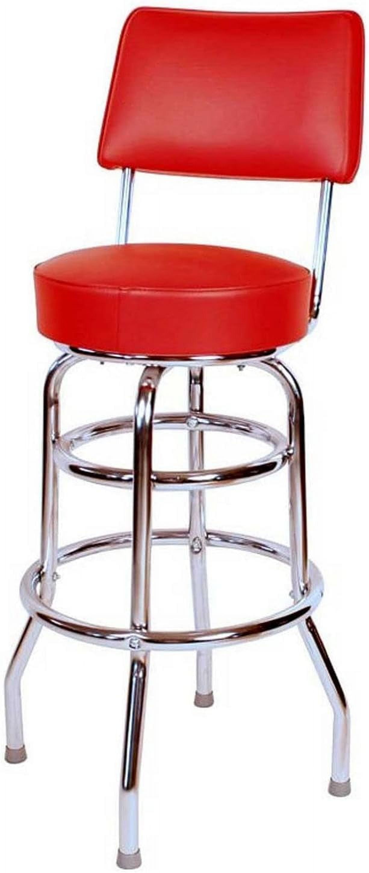 Double Ring Bar Stool with Back, 20" L x 17" W x 41" H, Red - Walmart.com