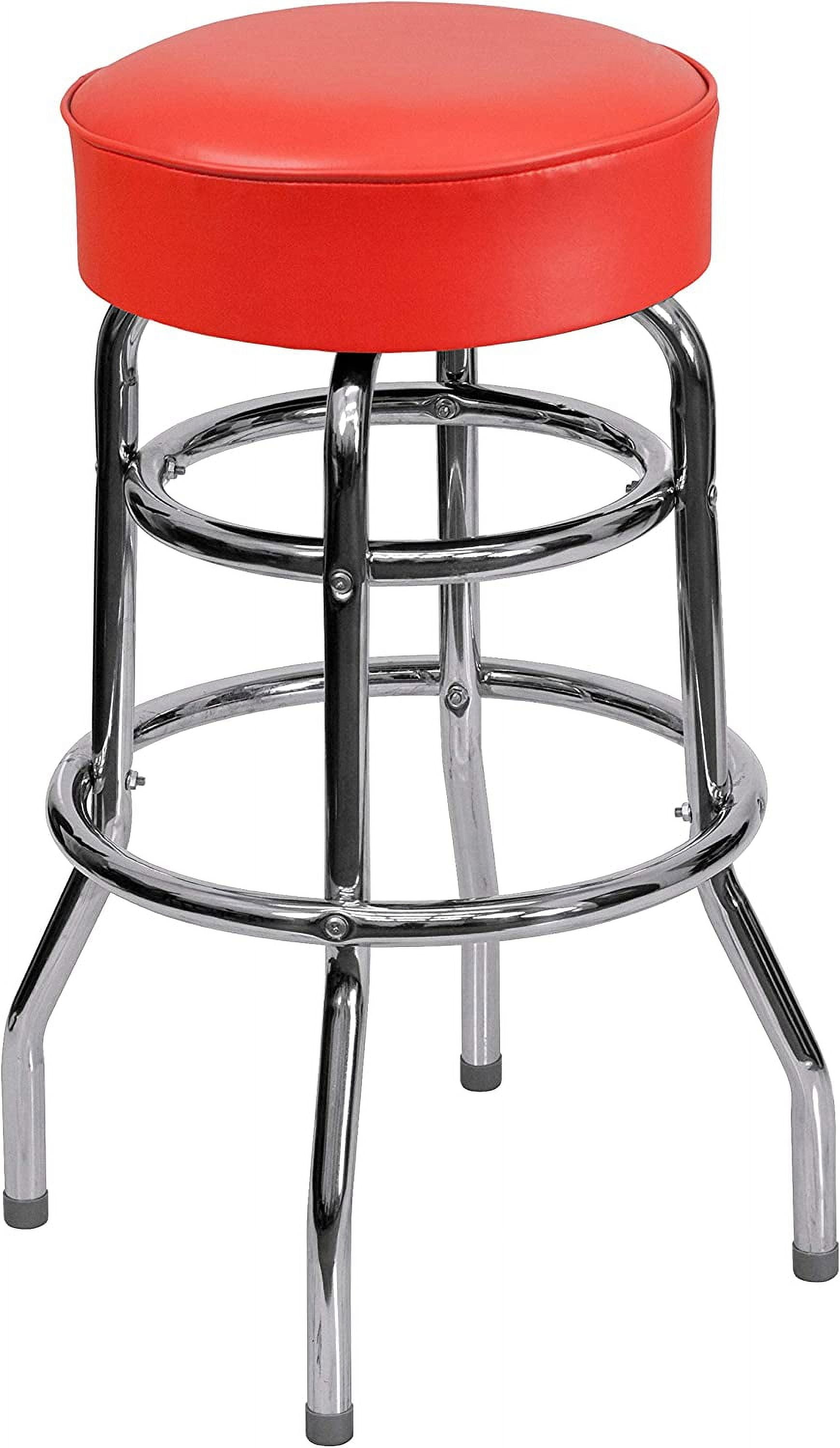Double Ring Chrome Barstool with Red Seat - Walmart.com