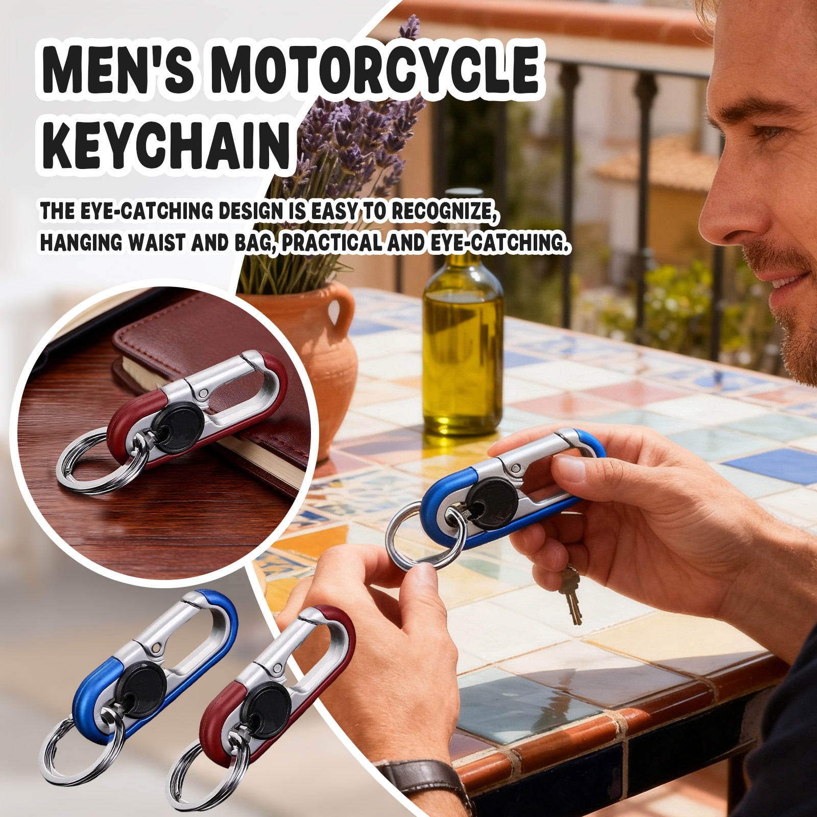 Double Ring Keychain for Electric Vehicles and Motorcycles, Men's ...