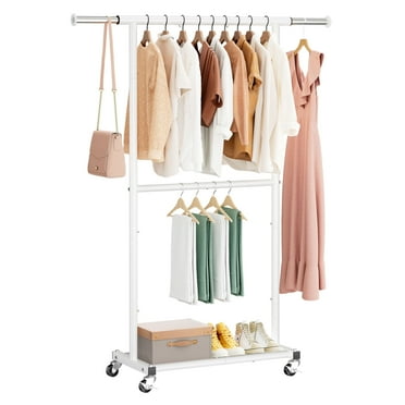 3 Tiers Heavy Duty Rolling Garment Rack, Rolling Clothes Rack with 2 ...