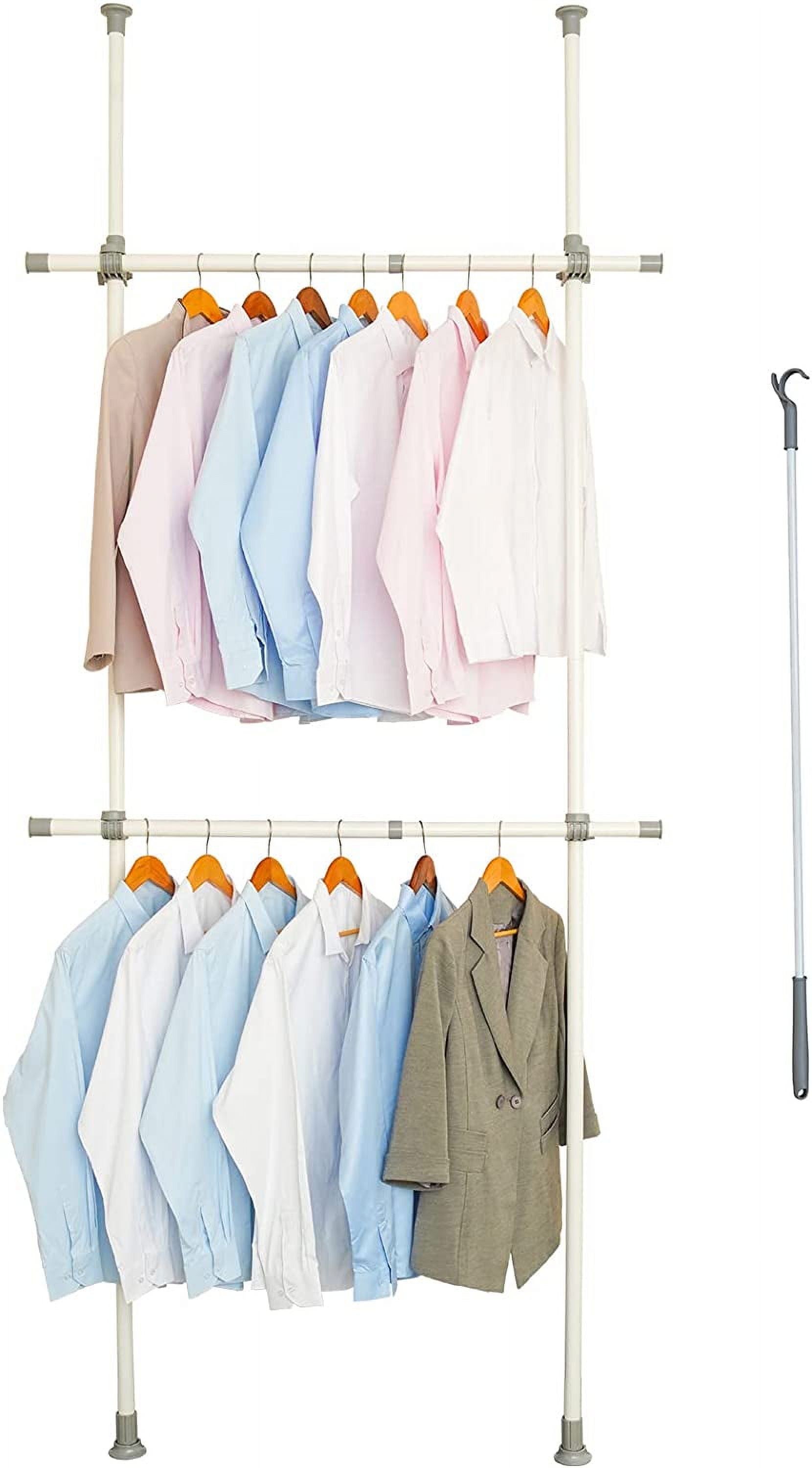 Double Rod Clothes Rack, Adjustable - 2 Tier, Heavy Duty, Freestanding ...
