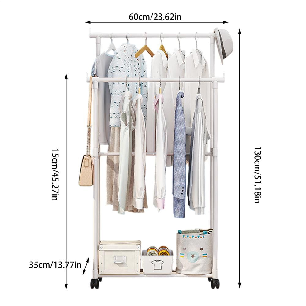 Double-Rod Clothes Rack Clothes Rack With Hooks Hanging Clothe ...