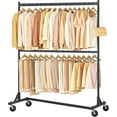 Double Rod Clothes Racks with Z-Base, Adjustable Clothing Rack ...