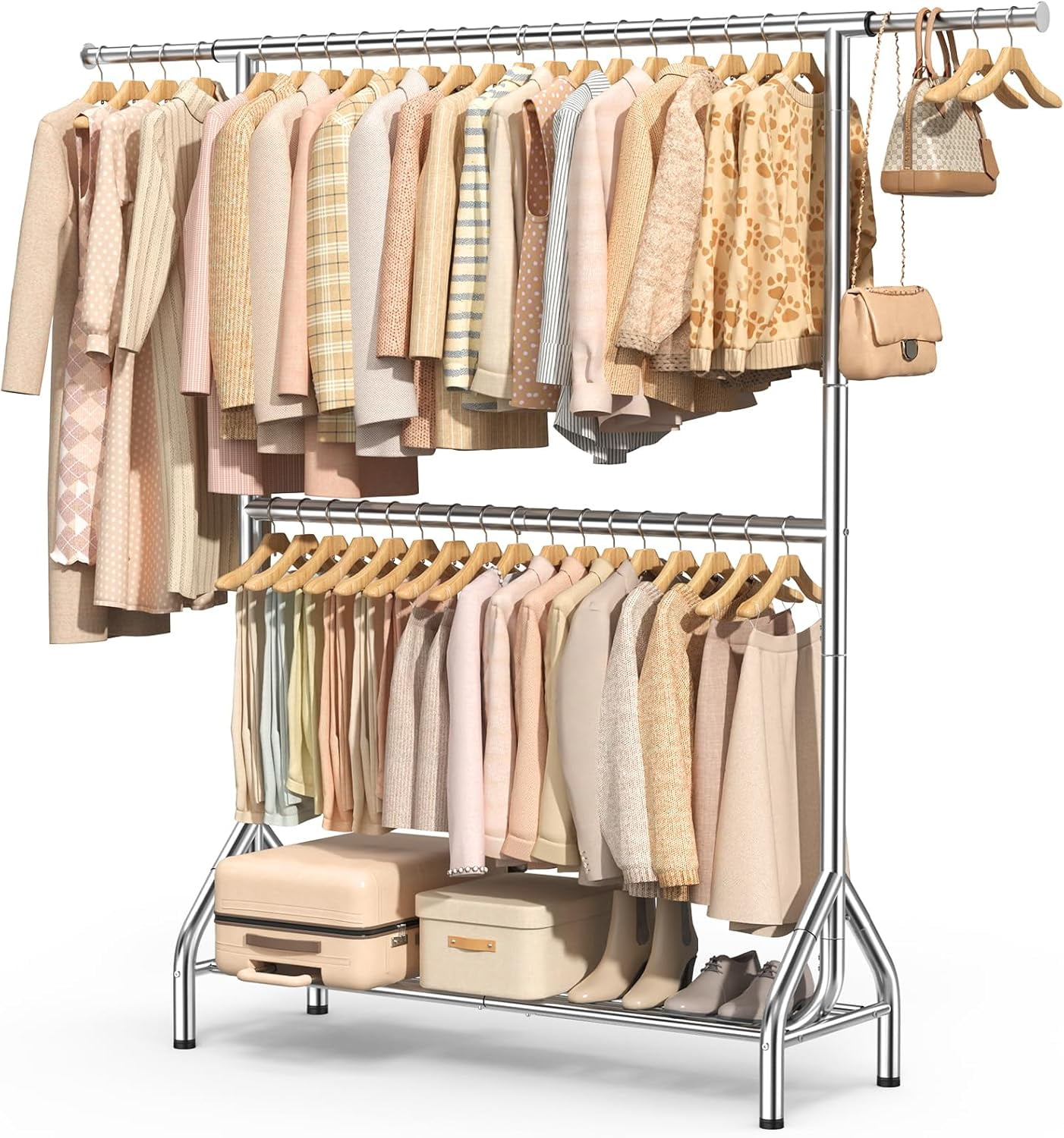 Double Rod Clothing Rack Load 622 LBS, Heavy Duty Clothes Rack for ...