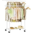 Double Rod Garment Rack, Heavy Duty Rolling Clothes Rack with Wheels ...