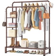 Flngr Heavy Duty Clothes Rack,Clothing Racks with 4 Hooks and Storage ...