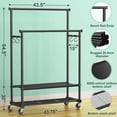 Double Rods Clothes Rack for Hanging Clothes, Heavy Duty Rolling ...