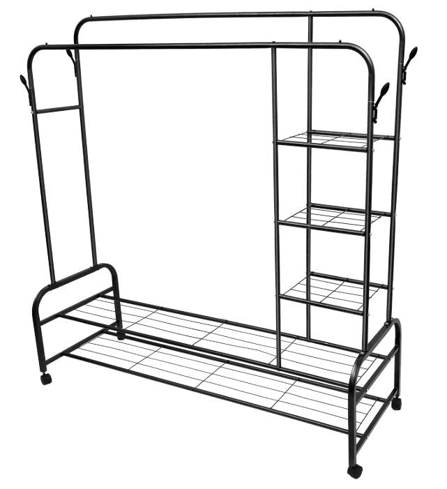 Double Rods Clothes Rack, Rolling Clothing Rack for Hanging Clothes ...