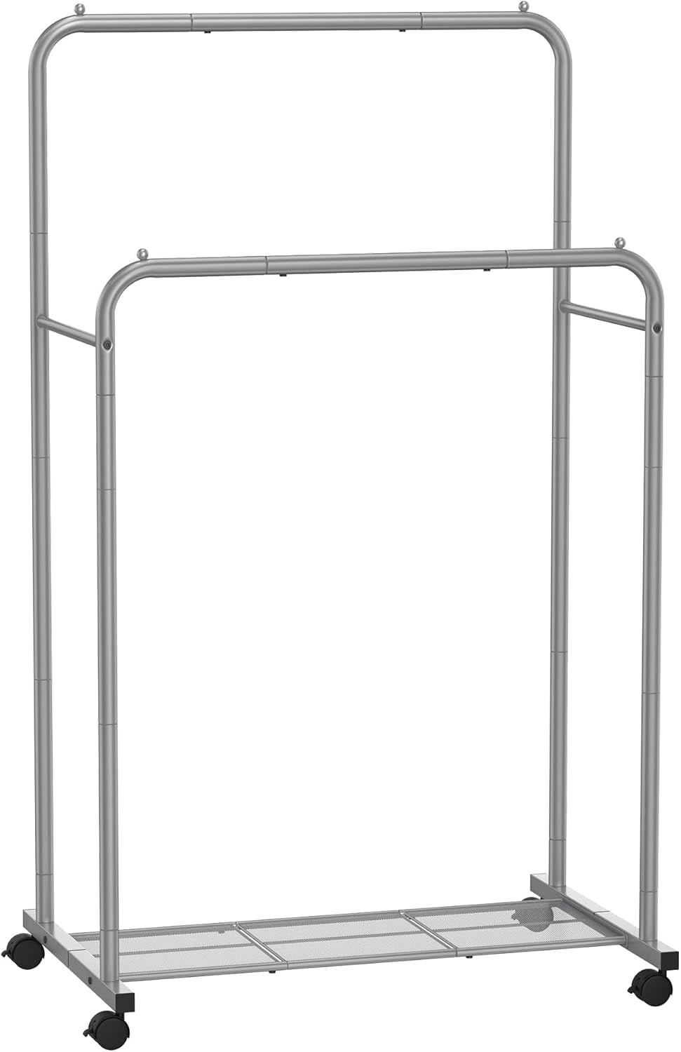 Double Rods Clothes Rack with Wheels, Clothing Rack for Hanging Clothes ...
