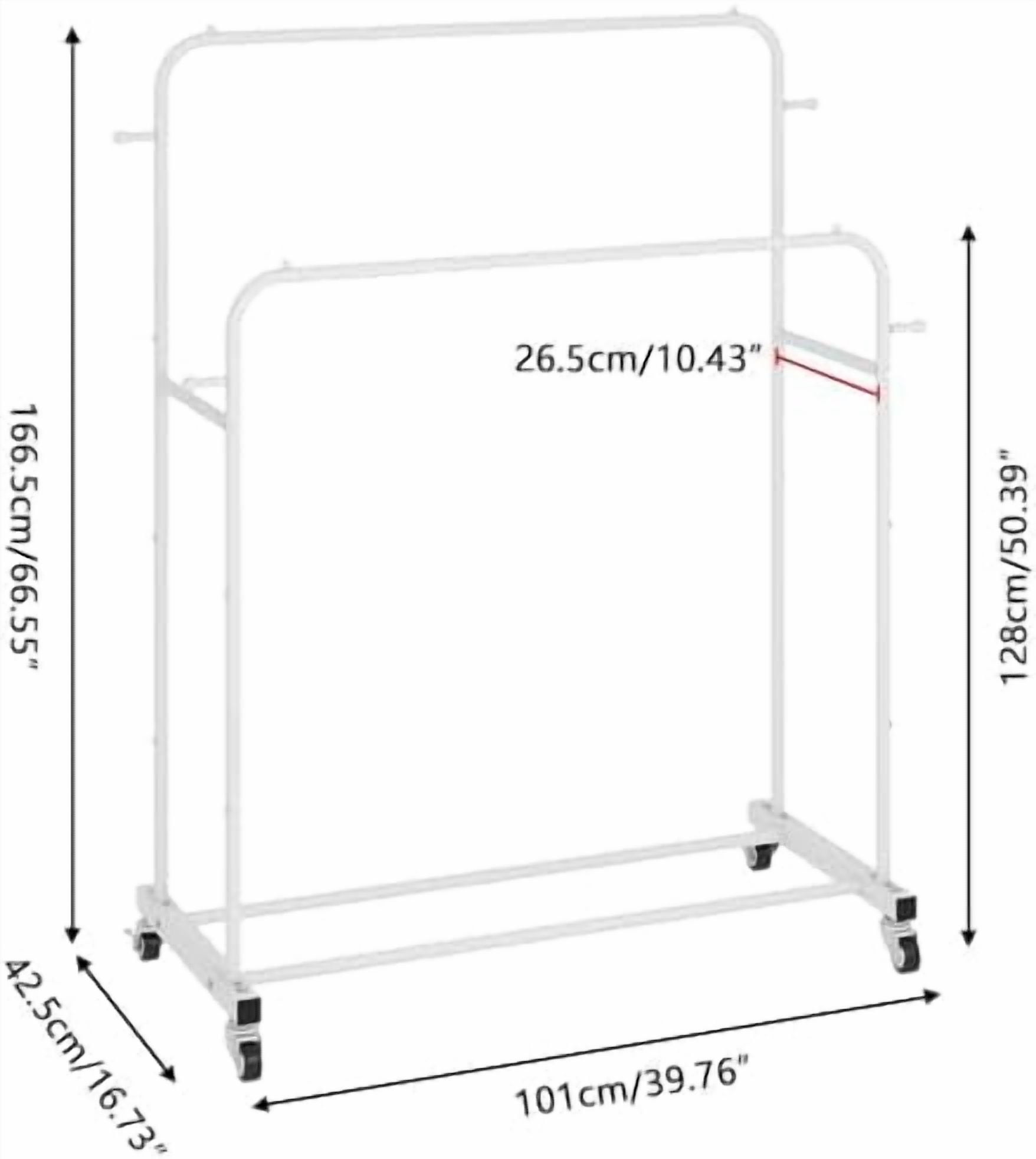 Double Rods Garment Rack with Wheels, Clothing Rack for Hanging Clothes ...