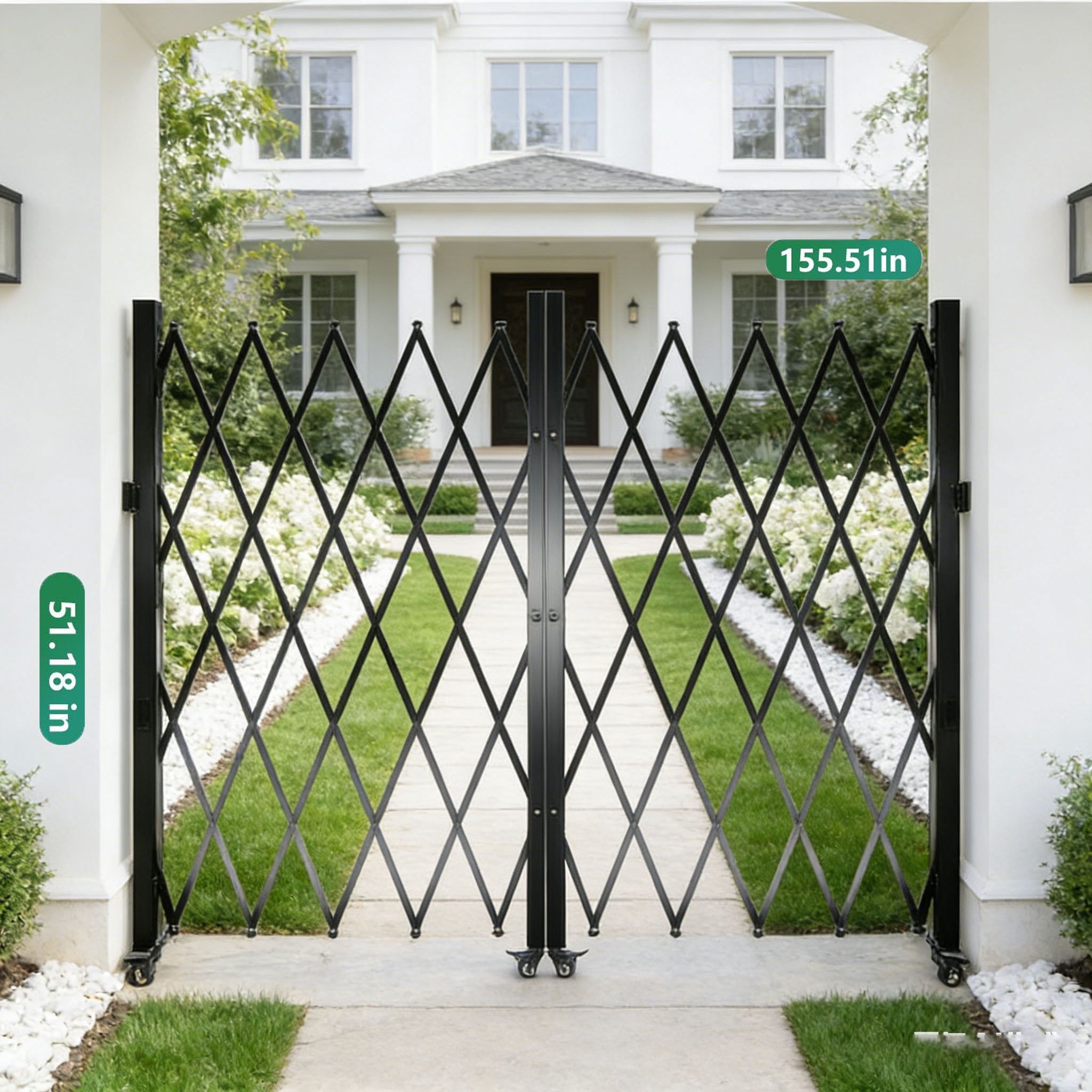 Double Rolling Security Gate 13H x4W FT Aluminum Expandable Fence ...