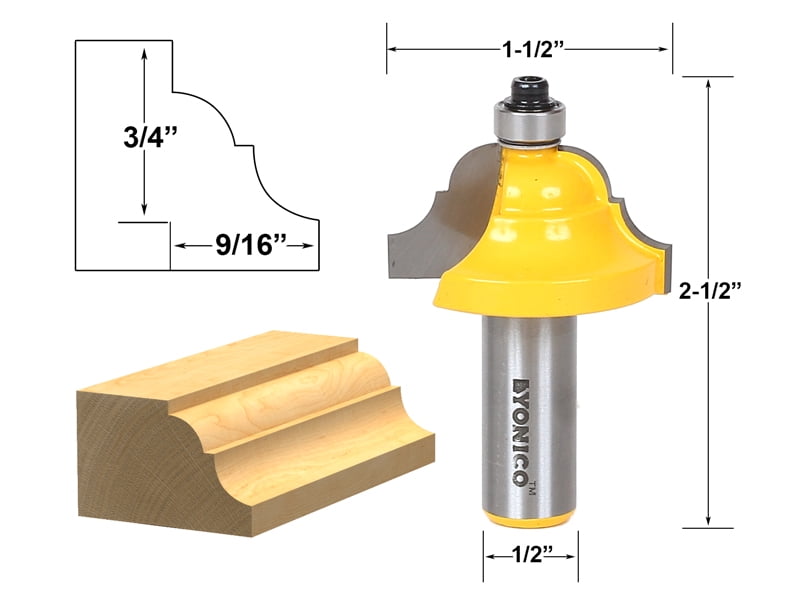 Double Roman Ogee Edging Router Bit - Large - 1/2" Shank - Yonico 13124 ...