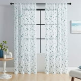 Double Room Bedroom Leaf Embroidered Curtains Large Translucent ...