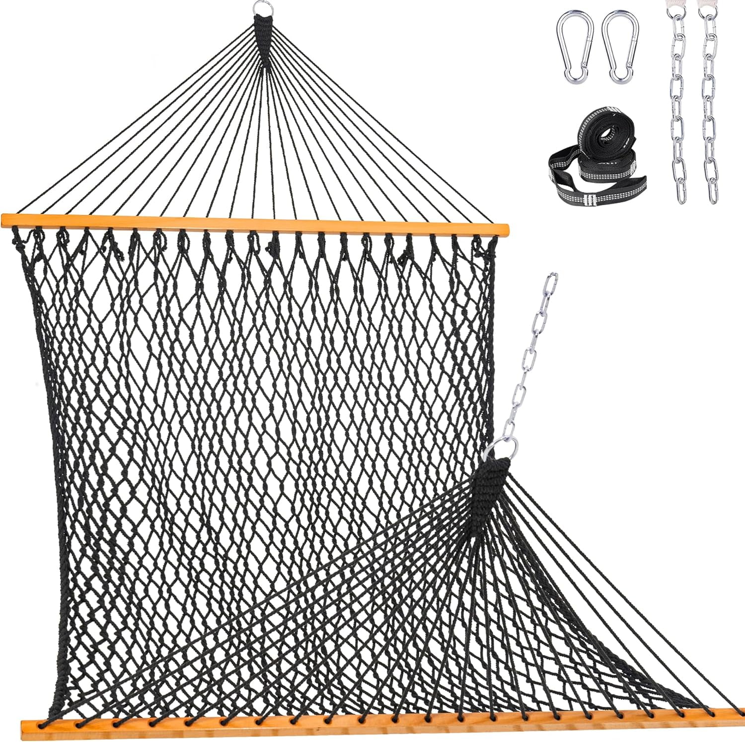 Double Rope Hammock, 2 Person Traditional Outdoor Hand Woven Cotton ...